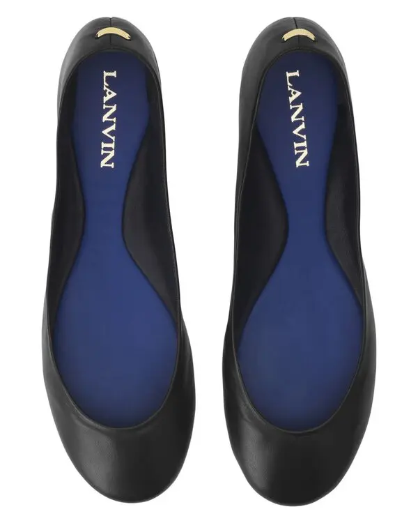 LANVIN Leather Ballerina Flats - Black