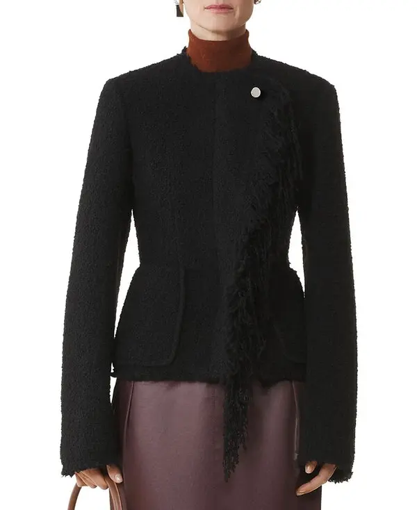 LANVIN Asymmetrical Boucle Wool Jacket - Black