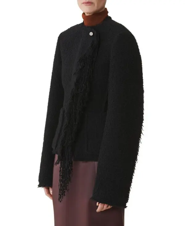 LANVIN Asymmetrical Boucle Wool Jacket - Black
