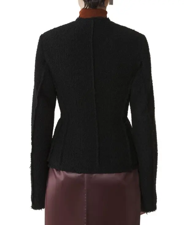 LANVIN Asymmetrical Boucle Wool Jacket - Black