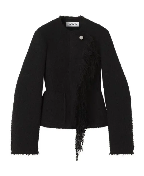 LANVIN Asymmetrical Boucle Wool Jacket - Black