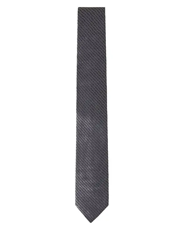 LANVIN Silk Chevron Striped Tie - Grey
