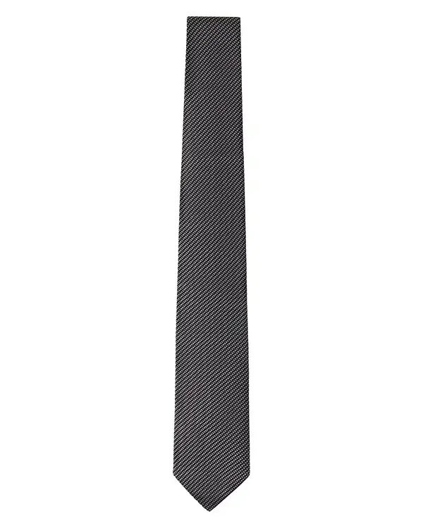 LANVIN Mini Chevron Silk Neck Tie - Black