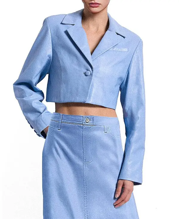 AS By DF Poppy Leather Blazer - Provence Blue