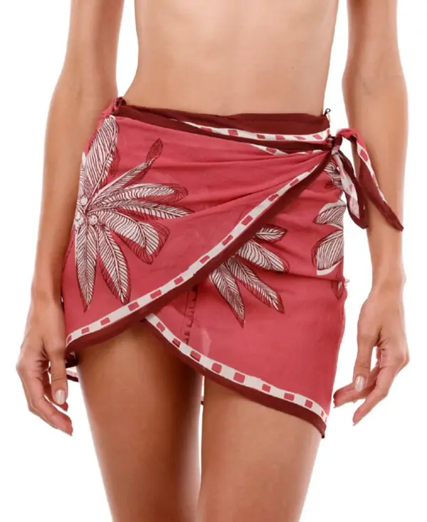MALAI Tropical Print Mini Pareo - Red Tropical Wine