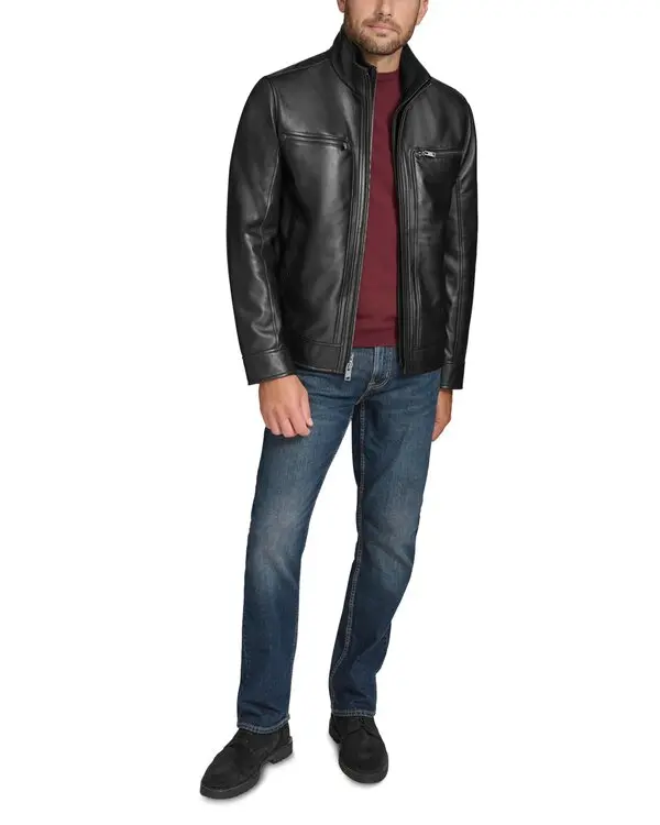 Andrew Marc Winton Leather Bomber Jacket - Black