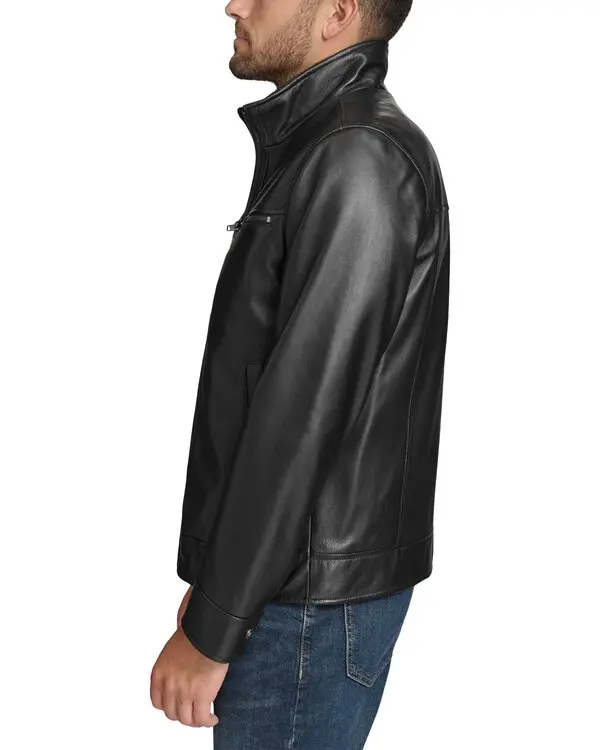 Andrew Marc Winton Leather Bomber Jacket - Black