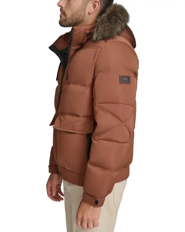 Andrew Marc Lithgow Bomber Jacket With Removable Hood - Copper