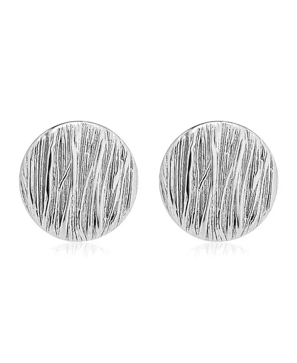 ORADINA Linen Button Stud Earrings - Silver