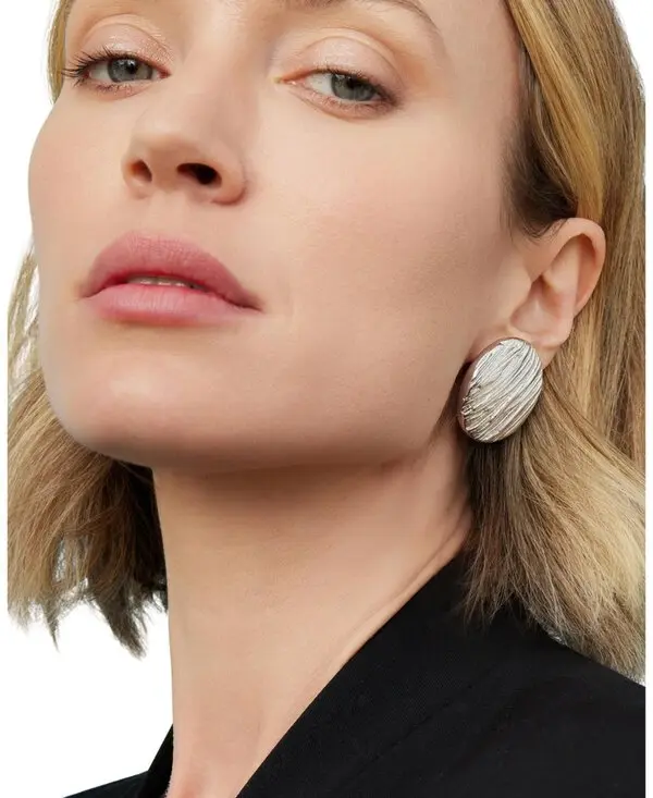 ORADINA Linen Button Stud Earrings