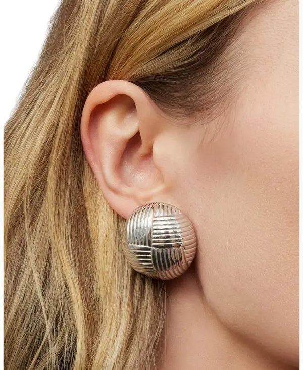ORADINA Sterling Woven Button Earrings