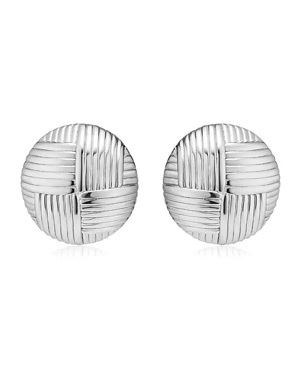 ORADINA Sterling Woven Button Earrings - Silver