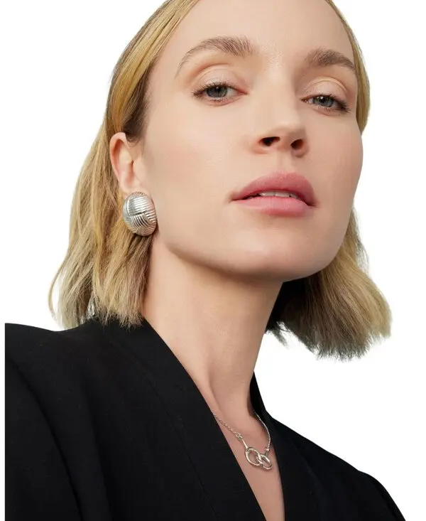 ORADINA Sterling Woven Button Earrings