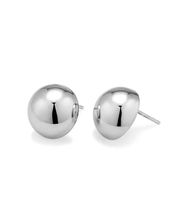 ORADINA Sterling Dome Button Stud Earrings - Silver