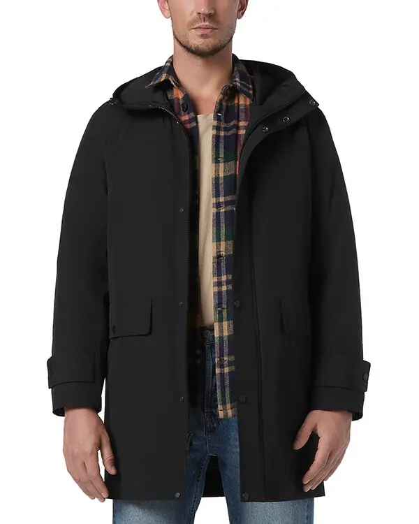 Andrew Marc Tucker Hooded Rain Jacket - Black