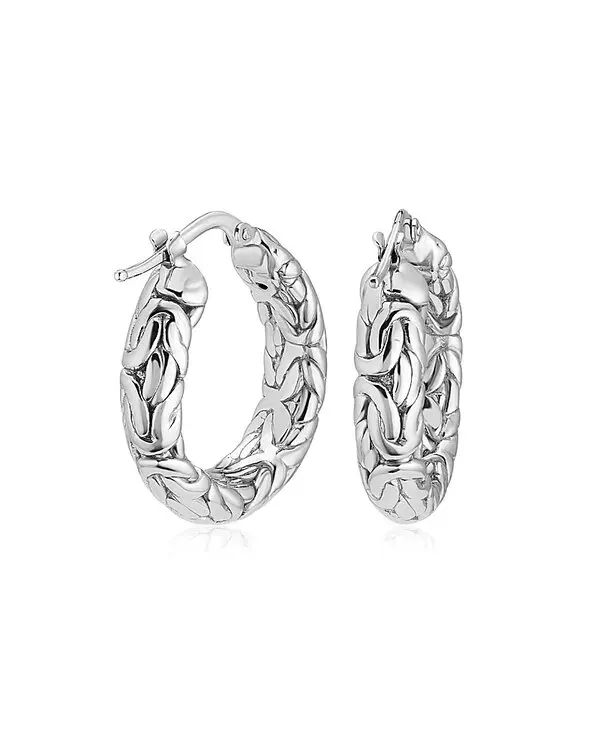 ORADINA Sterling Byzantine Hoop Earrings - Silver