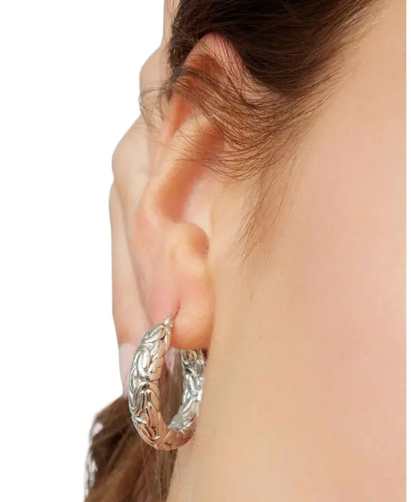 ORADINA Sterling Byzantine Hoop Earrings - Silver
