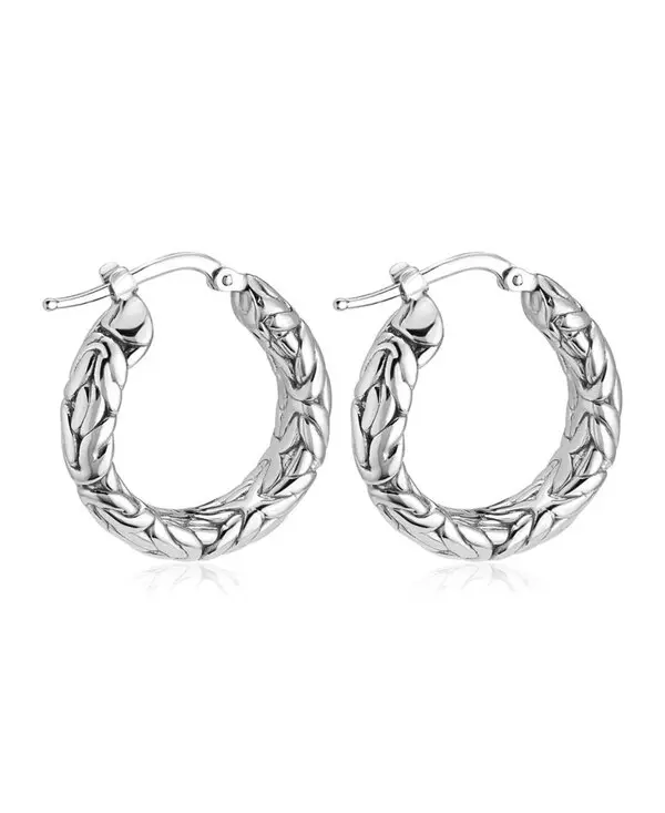 ORADINA Sterling Byzantine Hoop Earrings - Silver