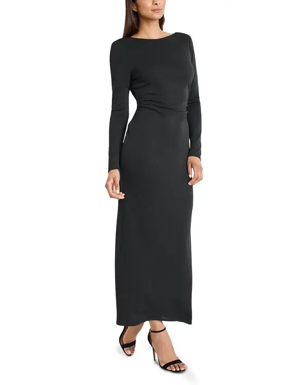 cowl neck silk dress long Satin Cowl Neck Tie-straps Slit Dress – AROLORA
