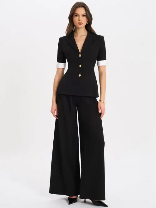 MISS CIRCLE Aleeza Wide Leg Suit Pants