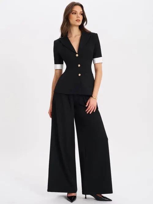 MISS CIRCLE Aleeza Wide Leg Suit Pants