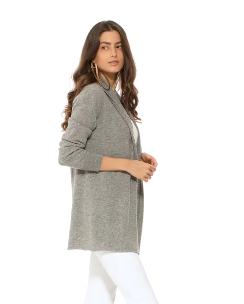 MONTICELLI CASHMERE Long Open Front Pure Cashmere Cardigan - Medium Grey