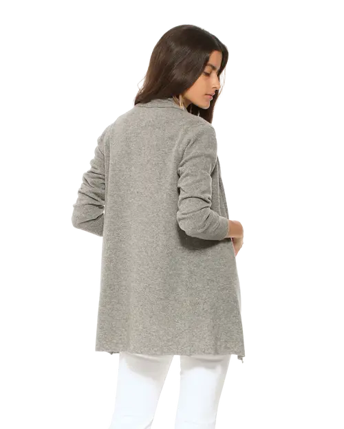 MONTICELLI CASHMERE Long Open Front Pure Cashmere Cardigan - Medium Grey