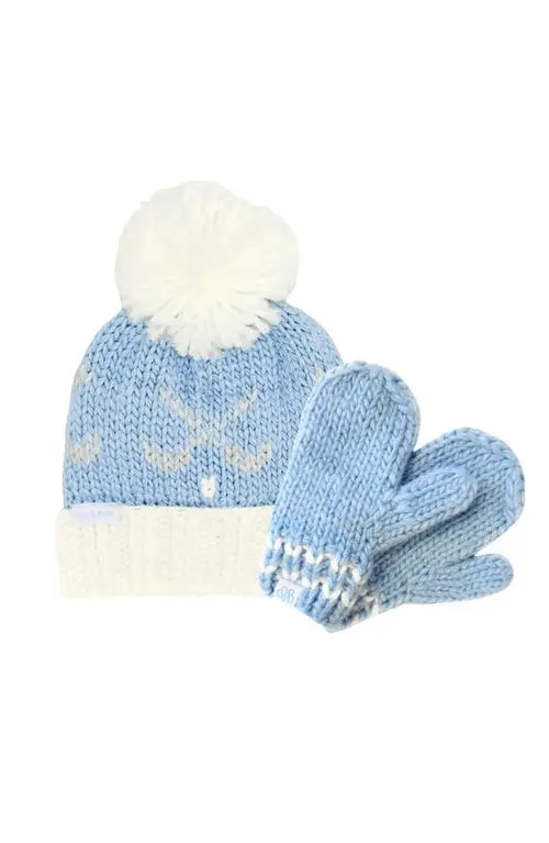 BITS & BOWS Knit Hat And Mittens Set - Blue