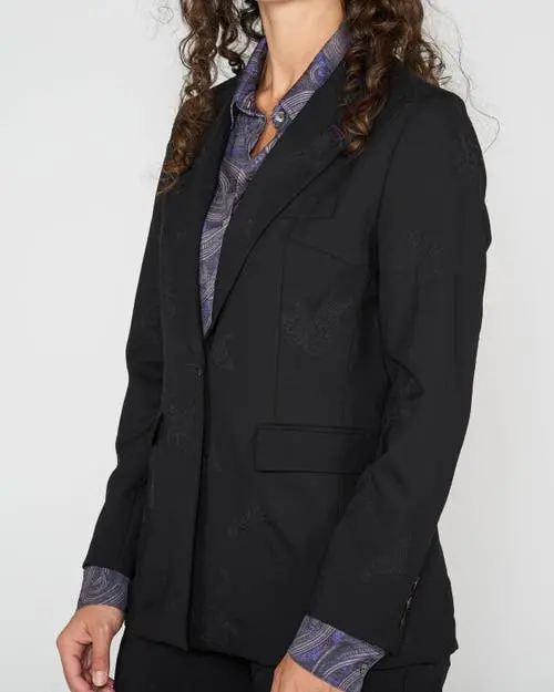 LORDS OF HARLECH Julia Stretch Wool Tailored Blazer - Black