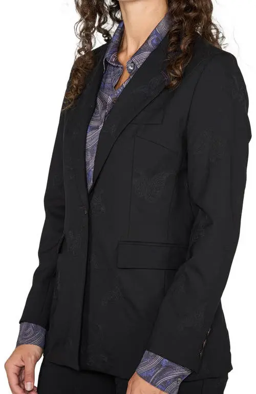 LORDS OF HARLECH Julia Stretch Wool Tailored Blazer - Black
