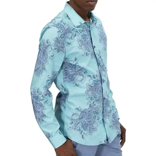 LORDS OF HARLECH Norman Button-up Shirt - Random Paisley Mint