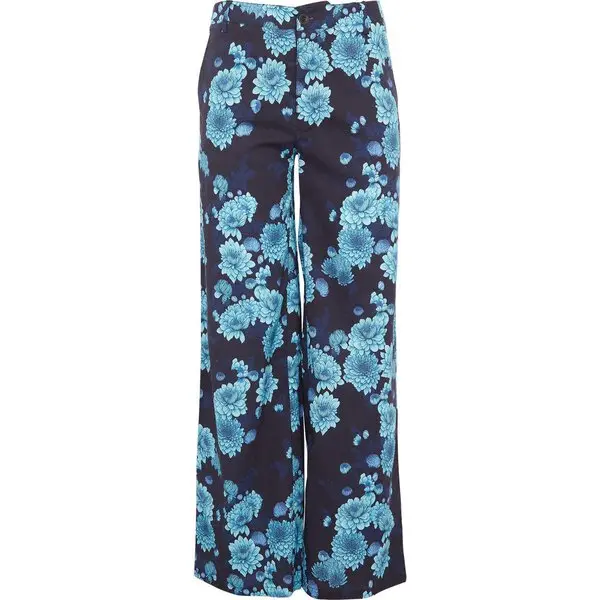 LORDS OF HARLECH Phillis Wide Leg Tailored Pant - Serious Floral Navy