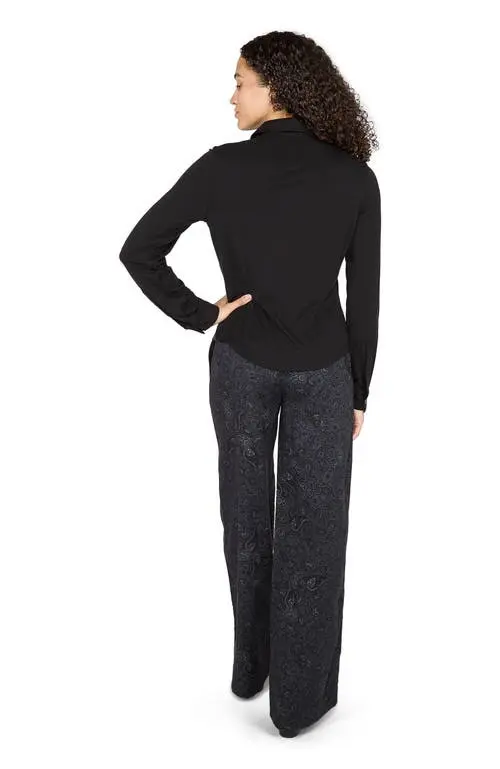 LORDS OF HARLECH Stephanie Stretch Knit Shirt - Black