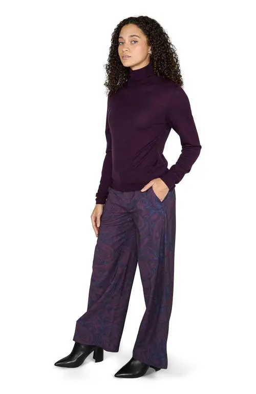 LORDS OF HARLECH Rona Cashmere Blend Turtleneck Sweater - Plum