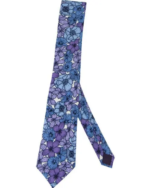 LORDS OF HARLECH Taddeo Standard Neck Tie - Dense Floral Lavender