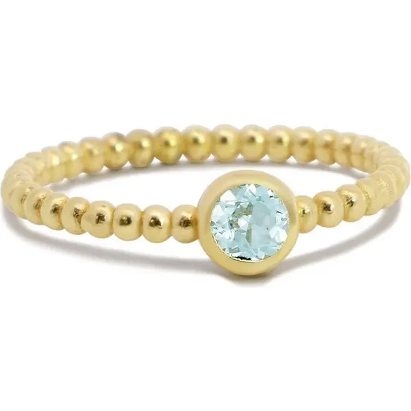 THE LOVERY FINE JEWELRY 14k Yellow Gold Beaded Ring With - Aquamarine