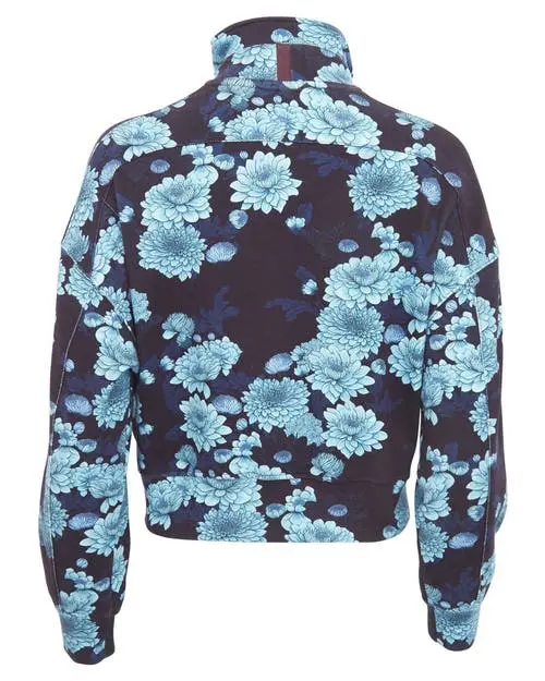 LORDS OF HARLECH June Brushed Knit Crop Jacket - Serious Floral Navy