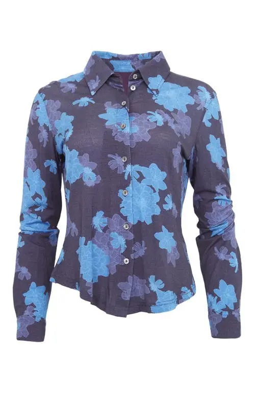 LORDS OF HARLECH Merino Wool Jersey Shirt - Softbloom Navy
