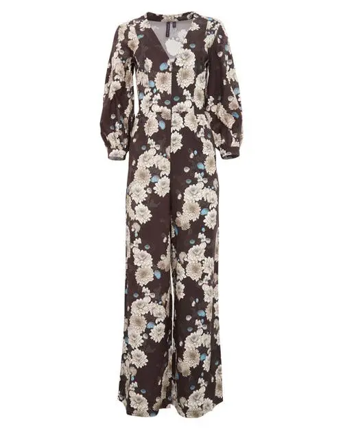 LORDS OF HARLECH Jill Printed Stretch Tencel Jumpsuit - Serious Floral Black