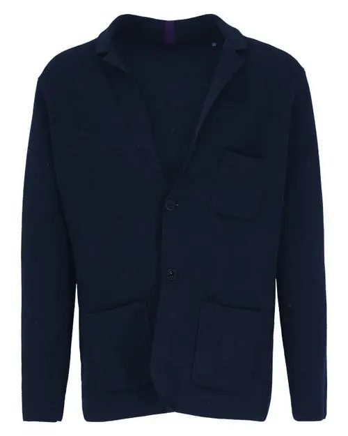 LORDS OF HARLECH Jacob Merino Wool Sweater Blazer - Navy