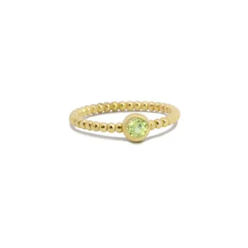 THE LOVERY 14k Yellow Gold Beaded Peridot Ring - Perdiot