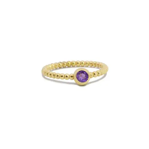 THE LOVERY FINE JEWELRY Gold Beaded Ring With - Amethyst