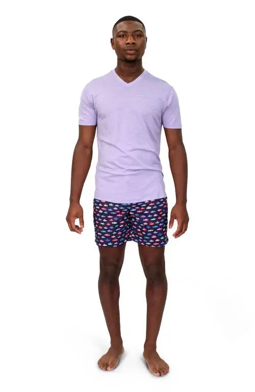 LORDS OF HARLECH Victor Extra Fine Merino Wool V-neck Shirt - Lavender
