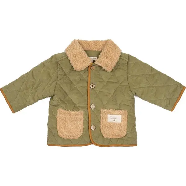 WILD WAWA Quilted Corduroy Jacket - Olive