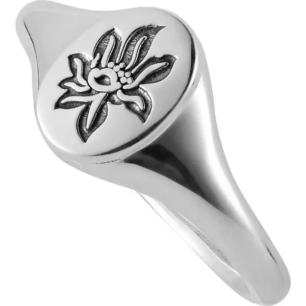 LOUPN Lotus Flower Signet Ring - Silver
