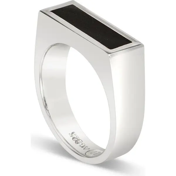 LOUPN Rectangle Black Onyx Signet Ring - Silver