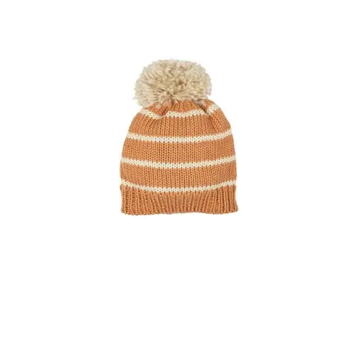 WILD WAWA Knitted Beanie - Ginger/oat Stripe