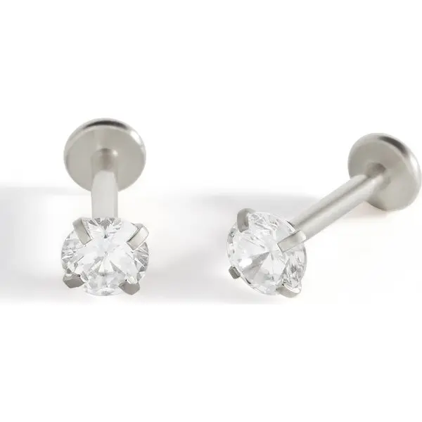 MINT & LILY Crystal Flatback Stud Earrings - Silver
