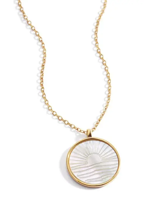 MINT & LILY Mother Of Pearl Sunrise Pendant Necklace - Goldone