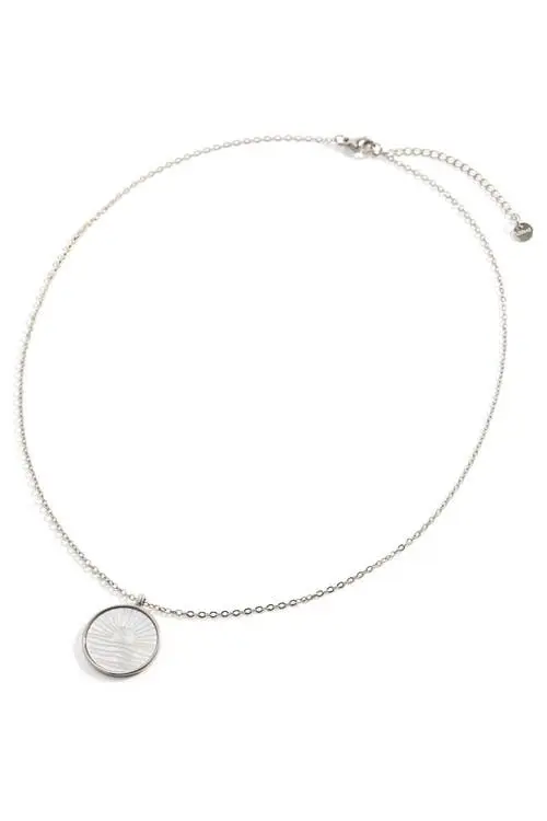 MINT & LILY Mother Of Pearl Sunrise Pendant Necklace - Silver